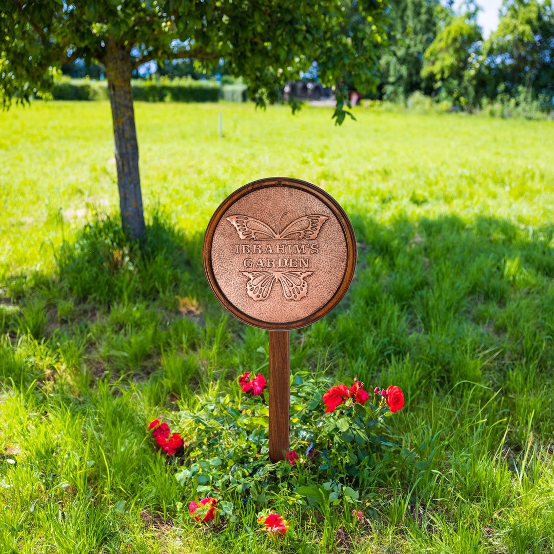 Garden Stake Sign, Custom Copper and Wooden Outside Yard Sign ...