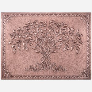 Hand-hammered Copper Tree of Life Backsplash, Celtic Knot Kitchen Wall ...