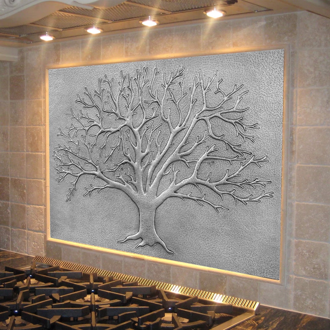 Unique Backsplash Tile 24x32 Gray Tree of Family - Etsy