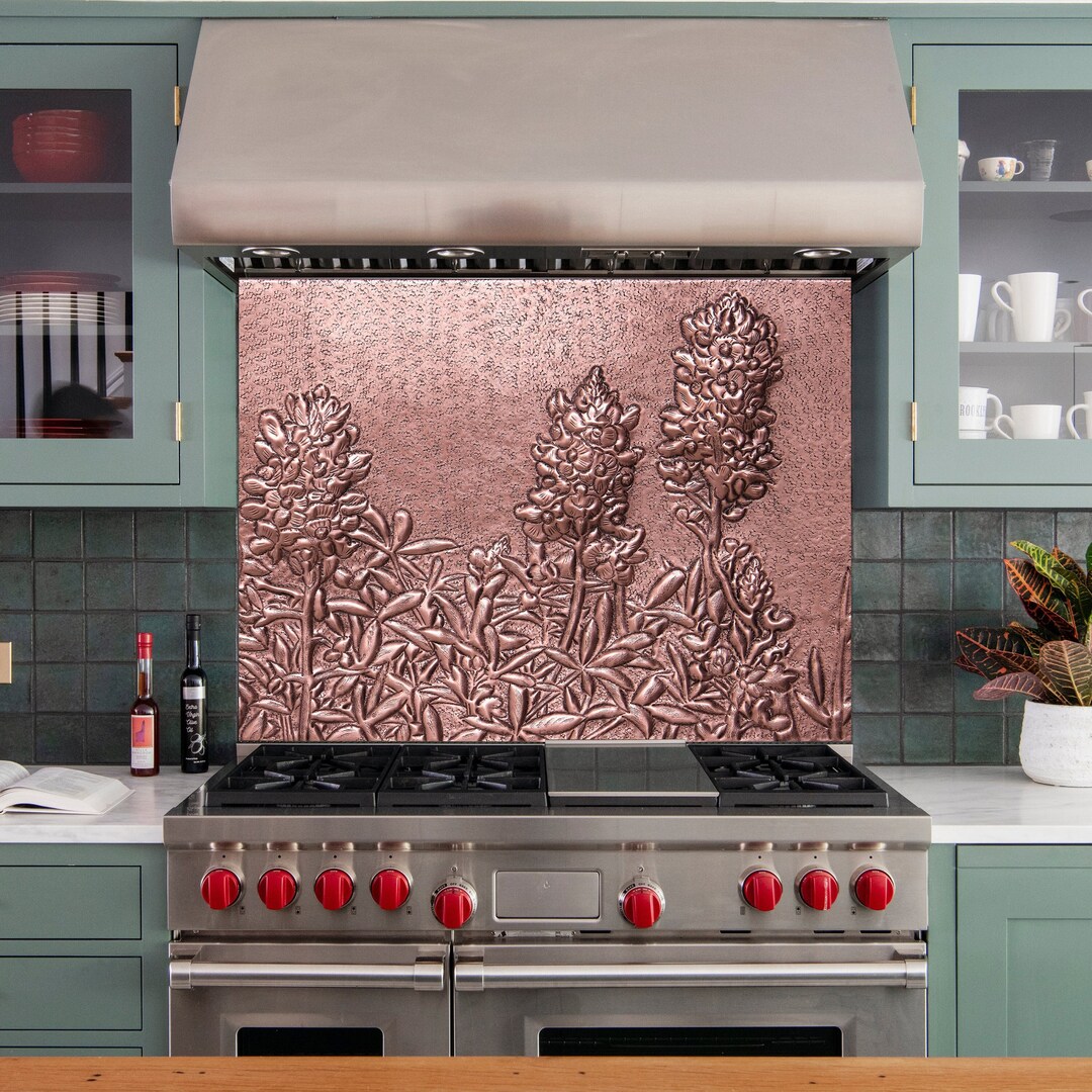 Texas Bluebonnet Flowers in the Backyard Garden Scene Copper Wall Decor ...