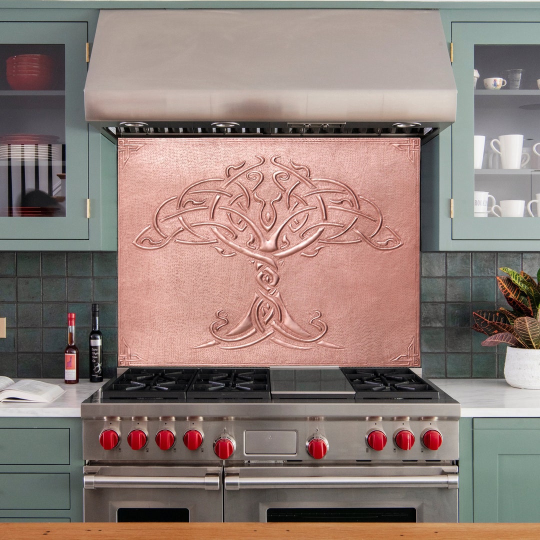 Handmade Copper Celtic Tree of Life Kitchen Backsplash: Metal Relief ...