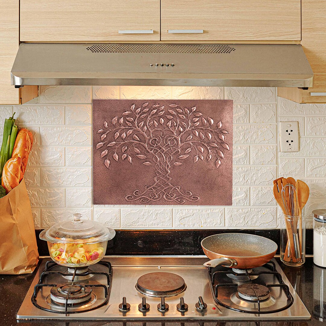 Copper Tree of Life Kitchen Backsplash Tile 23.6"x31.5", Handmade ...