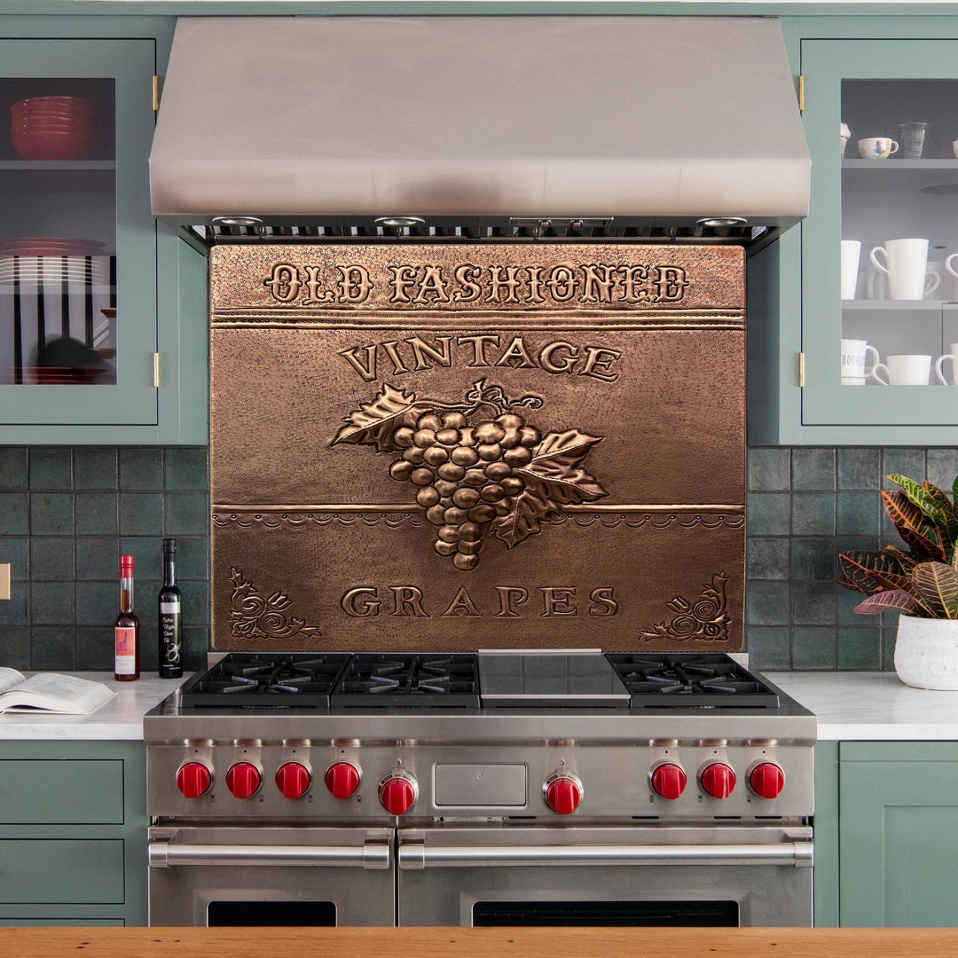 Grapes Copper Wall Art, Tuscan Kitchen Backsplash, Vineyard Name Sign ...
