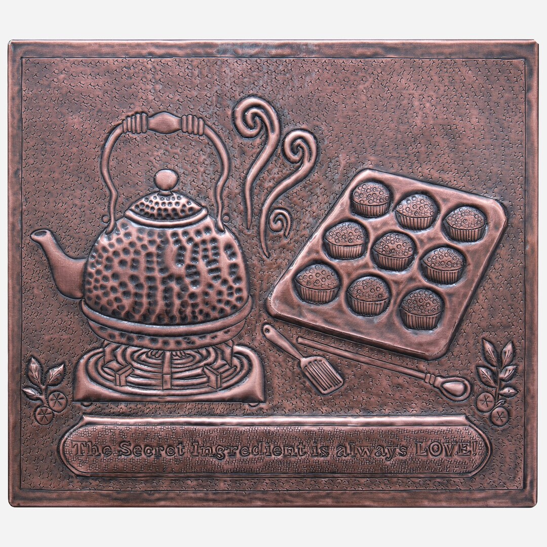 Tea Time Copper Kitchen Backsplash Tile, Vintage Kitchen Scene Copper ...