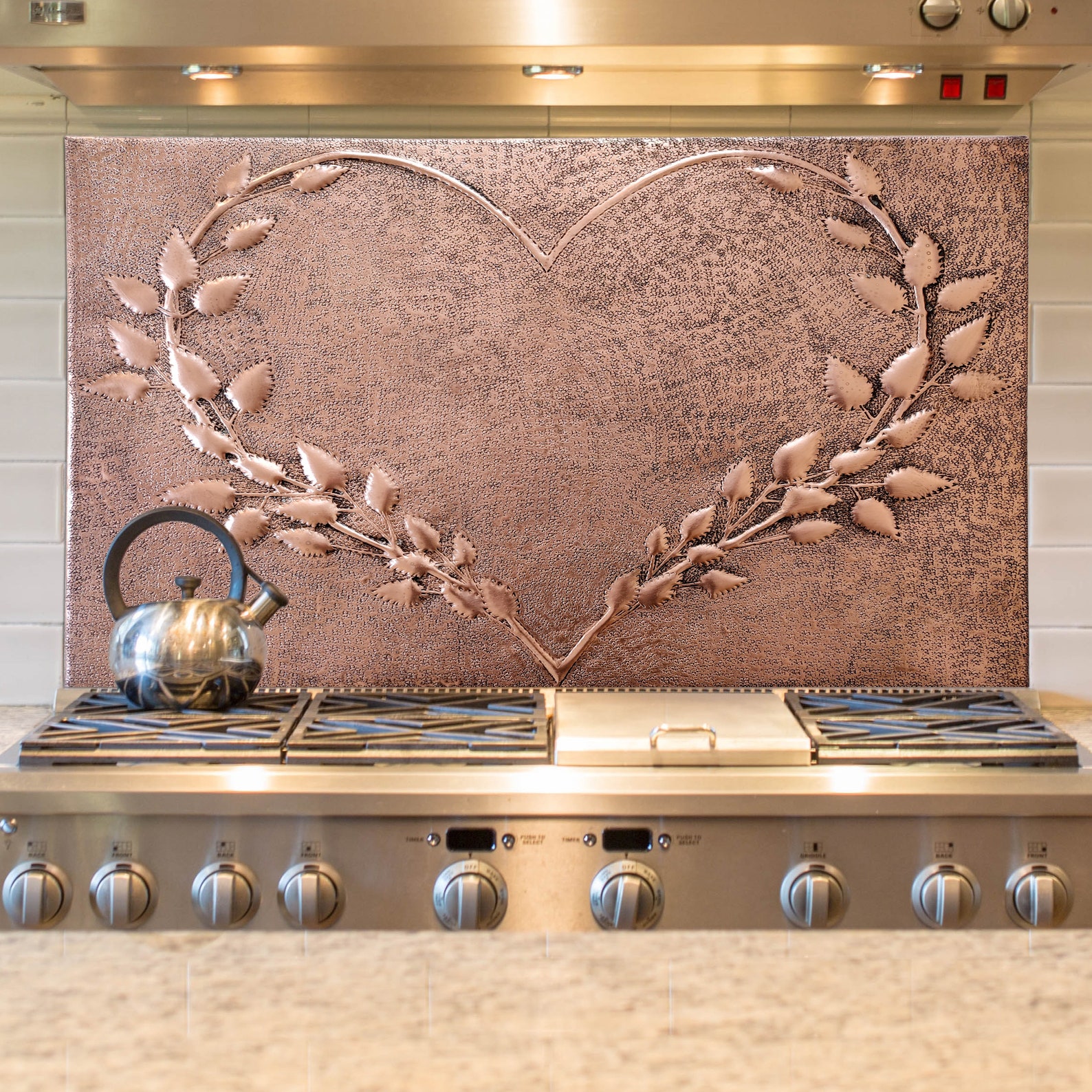 Handmade Copper Kitchen Backsplash Tile: Heart-shaped Leaves Wall Art ...