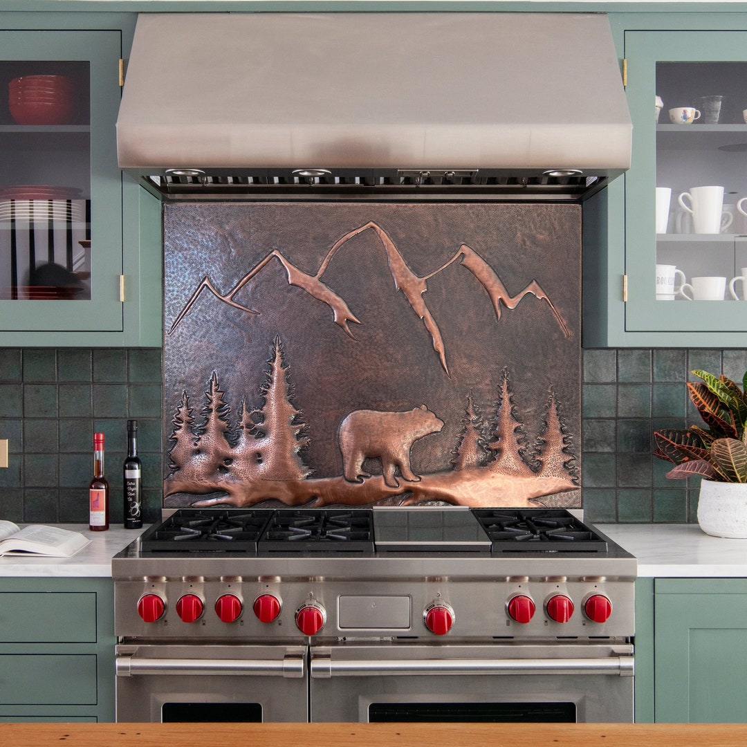 Handmade Copper Bear Backsplash Tile: Mountain Forest Wall Art - Etsy