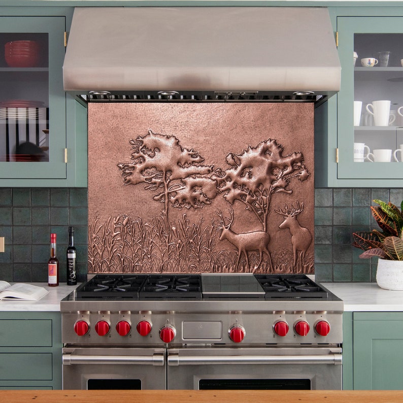 Handmade Deer and Woods With Corn Fields Copper Tile for - Etsy