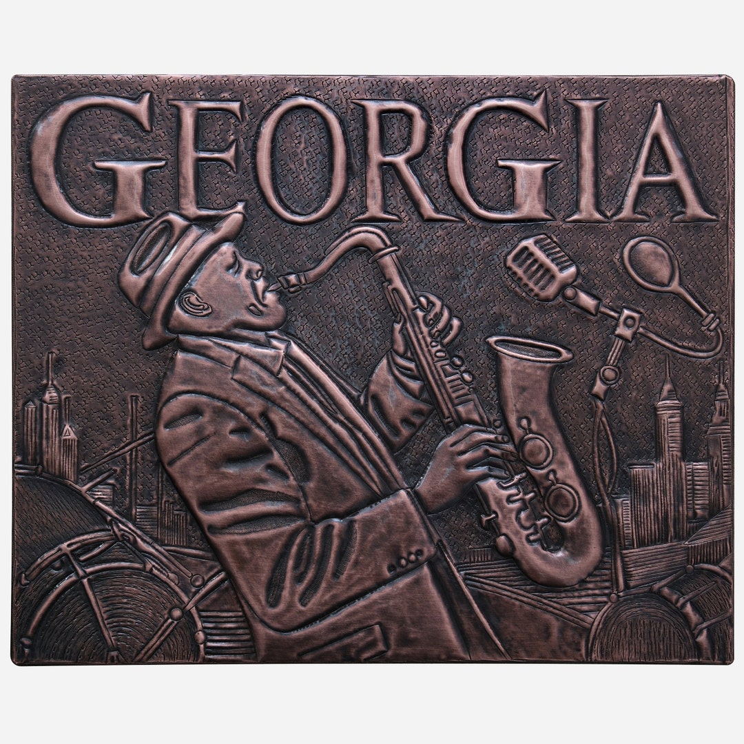 Georgia Copper Backsplash Art Tile, Georgia Kitchen Wall Decor, Jazz ...