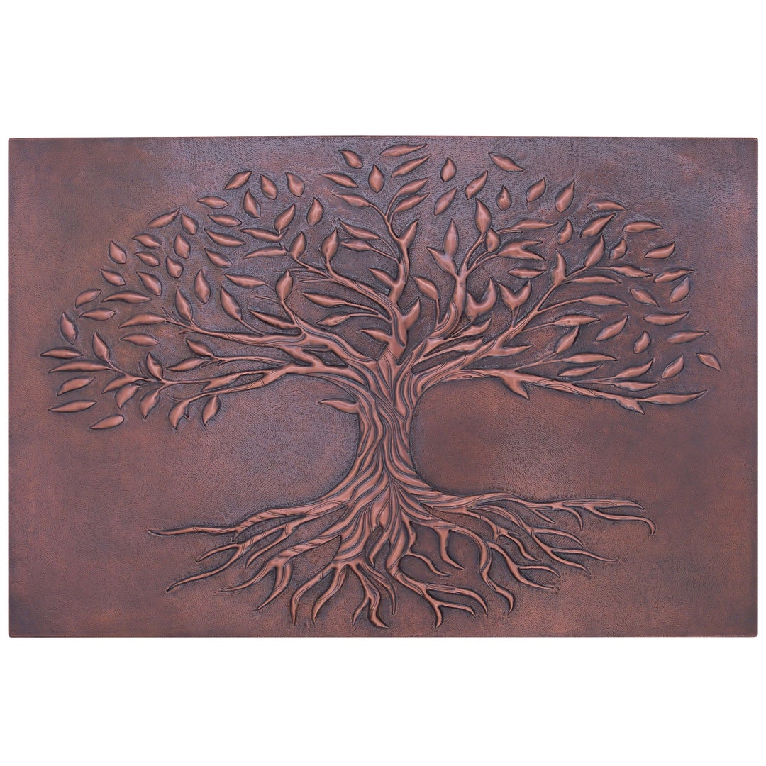 Tree Home Decor, Large Tree With Roots Metal Tree Relief Art, Abstract ...