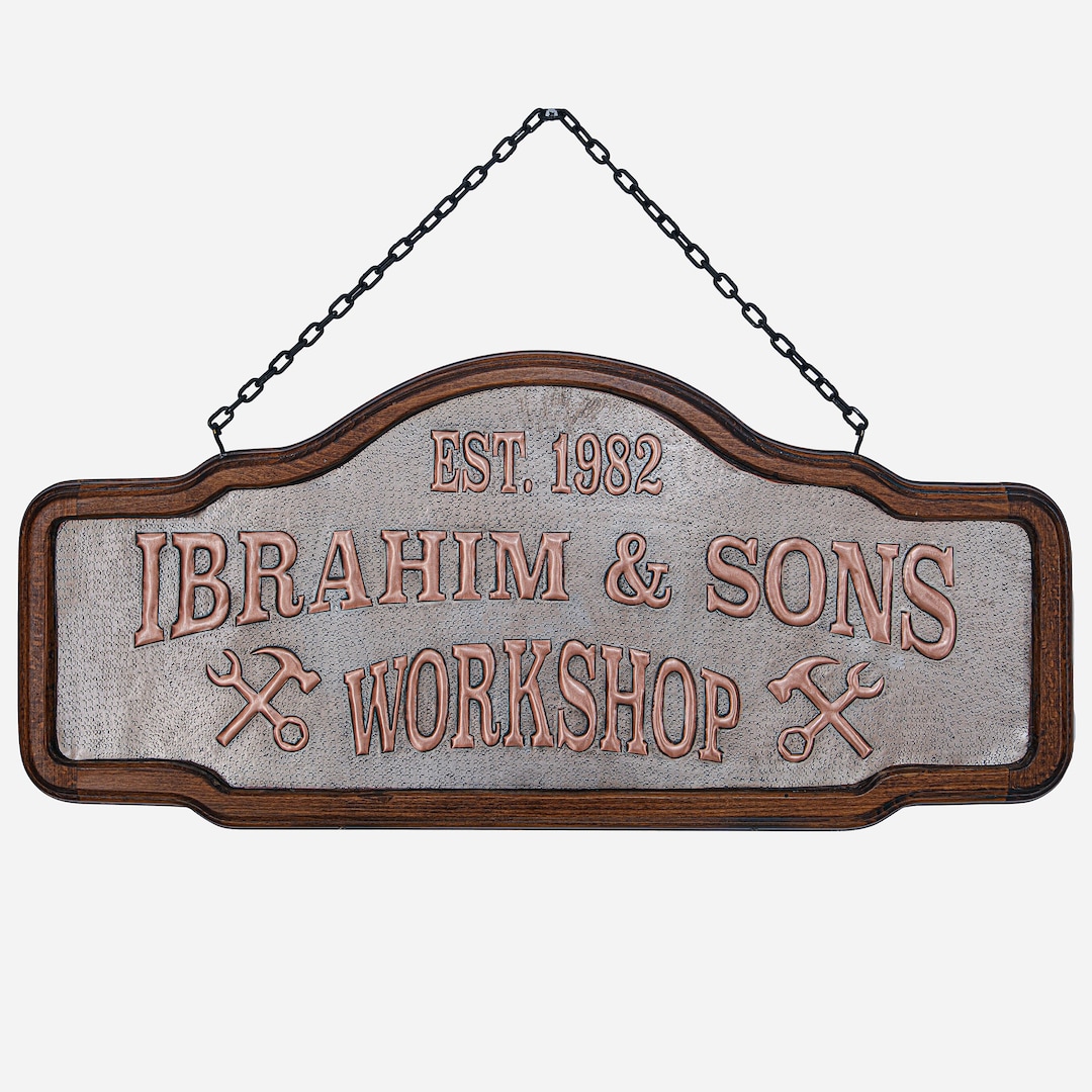 Copper Workshop Sign, Mechanic Sign, Custom Workshop Decor for Wall ...