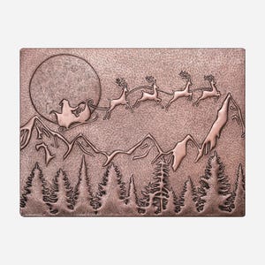 Flying Santa Claus and Sleigh Reindeer Over the Moon in the Night ...