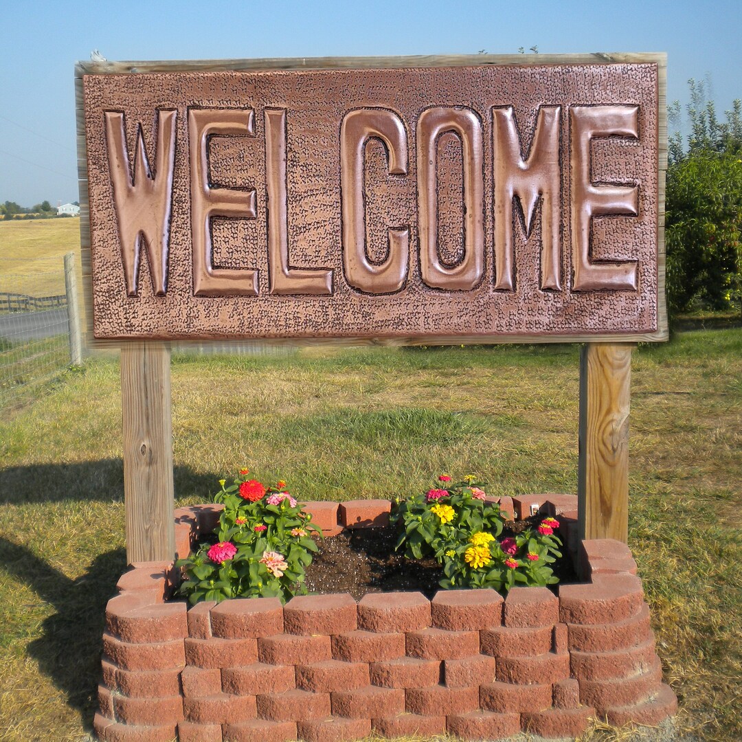 Welcome Sign Custom Copper Yard Art Welcome Home Porch - Etsy