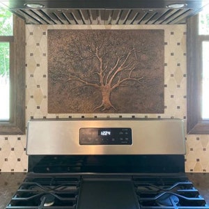 Tree of Life Kitchen Backsplash Tile, Copper Tree Relief Wall Art ...