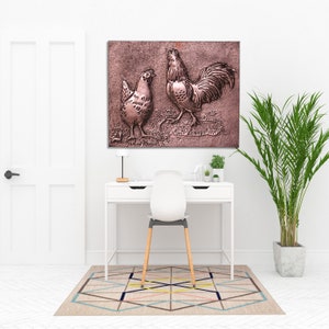 Farmhouse Kitchen Backsplash of a Rooster and Chicken Copper Decor ...