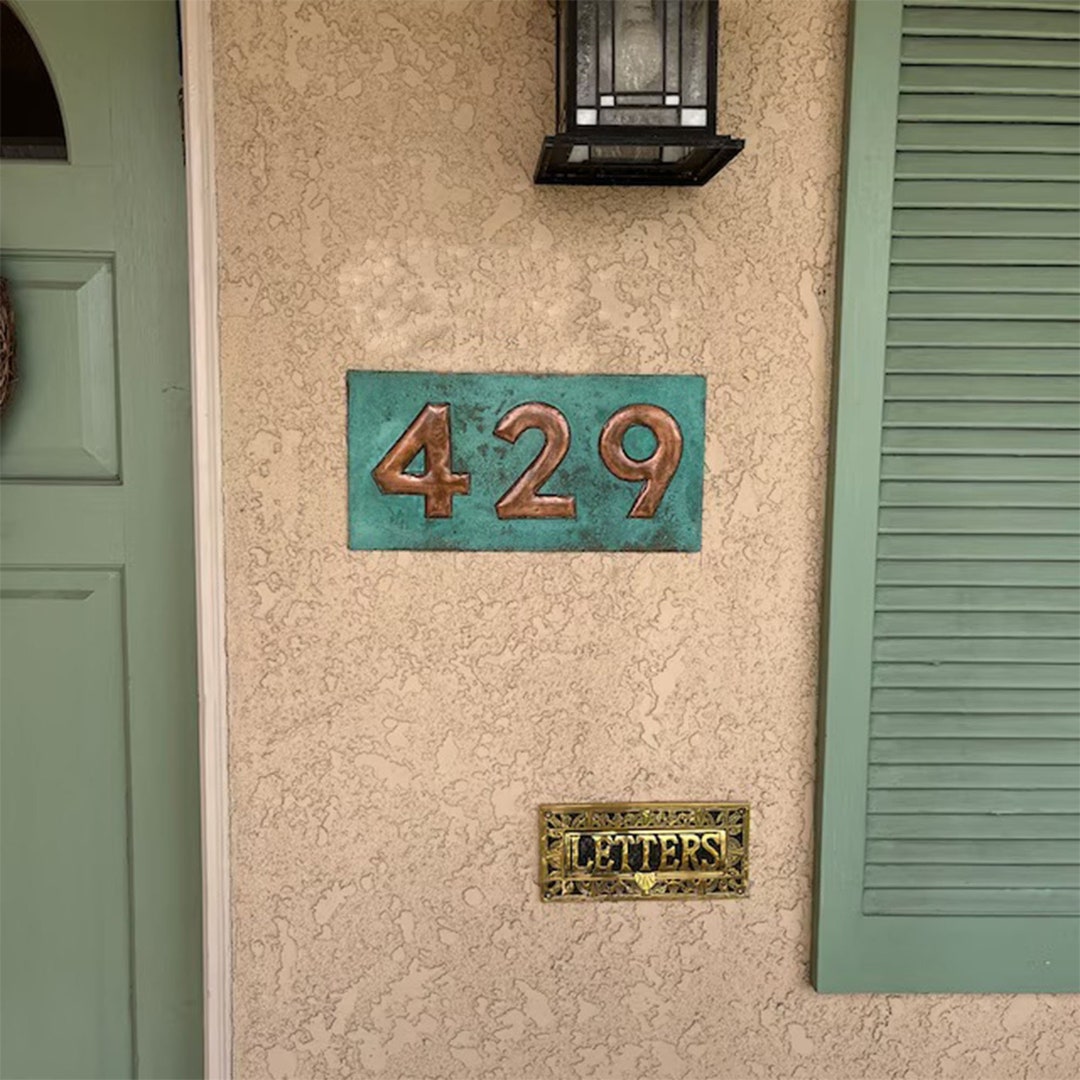House Number Sign, Metal Number Plaque, Handmade Number Tile, Copper ...