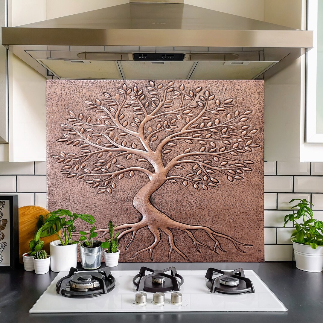 Handmade Copper Tree of Life Backsplash Tile: Kitchen & Wall Art - Etsy