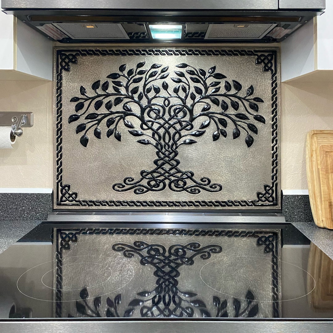 Kitchen Backsplash Tile 18x24 Gray&black Celtic Tree of Life - Etsy