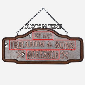 Copper Workshop Sign, Mechanic Sign, Custom Workshop Decor for Wall ...