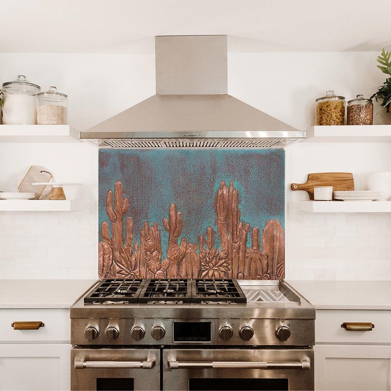 Hand-hammered Copper Cactus Backsplash Tile: Southwestern Metal Art - Etsy