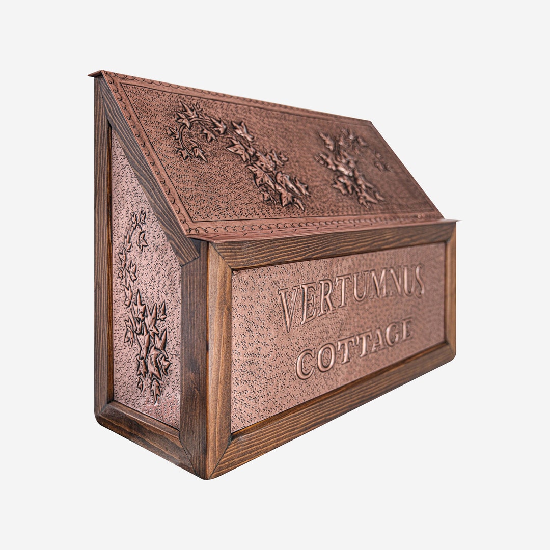 Mailbox, Handmade Mailbox With Ivy, Copper and Wood Mailbox for Outdoor ...