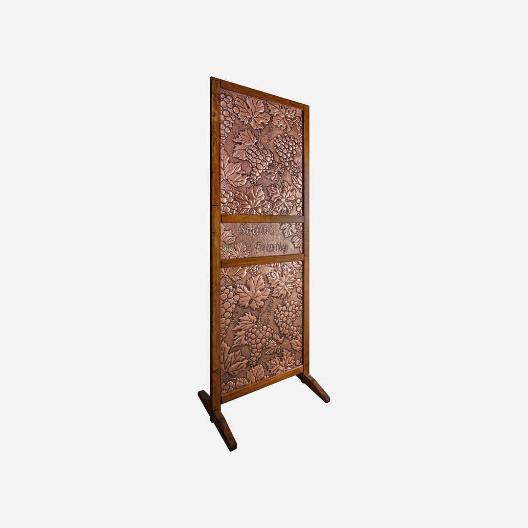 Copper Room Divider With Grapes and Family Name, Copper Privacy Screen ...