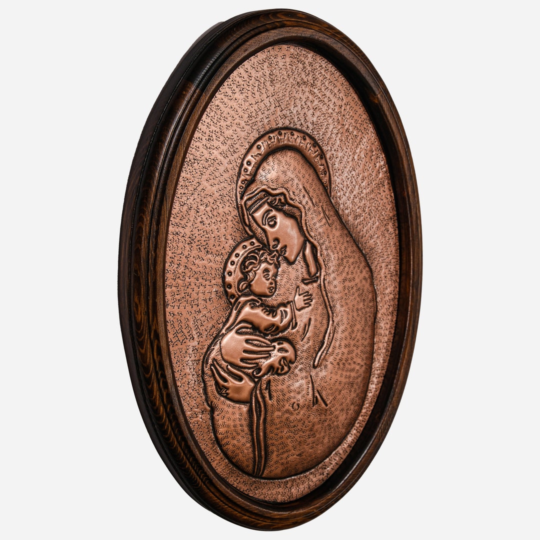 Mother Mary and Jesus Copper Artwork, Mother Mary and Jesus Wall Decor ...