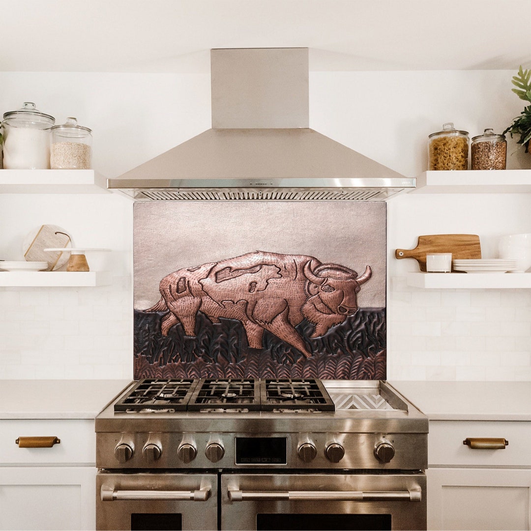 Bison Wall Sculpture, Copper Bison Relief, American Bison Chasing and ...