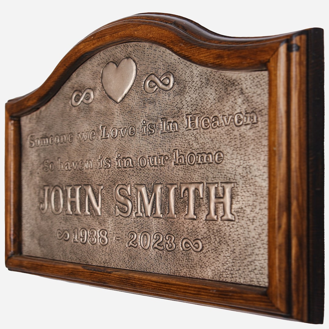 Memorial Sign, Custom Wood Framed Copper Memorial Sign, Memorial Name ...
