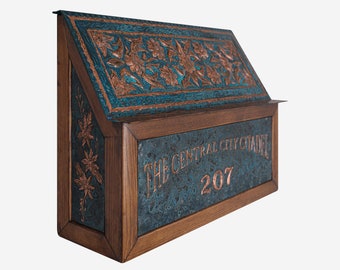 Wall Mounted Lockable Copper Mailbox, Brown Mailbox for Outside, Wood ...