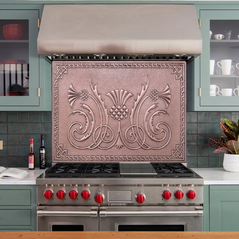 Celtic Copper Backsplash Artwork- Artisan Embossed Knotwork Metal ...