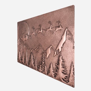 Flying Santa Claus and Sleigh Reindeer Over the Moon in the Night ...