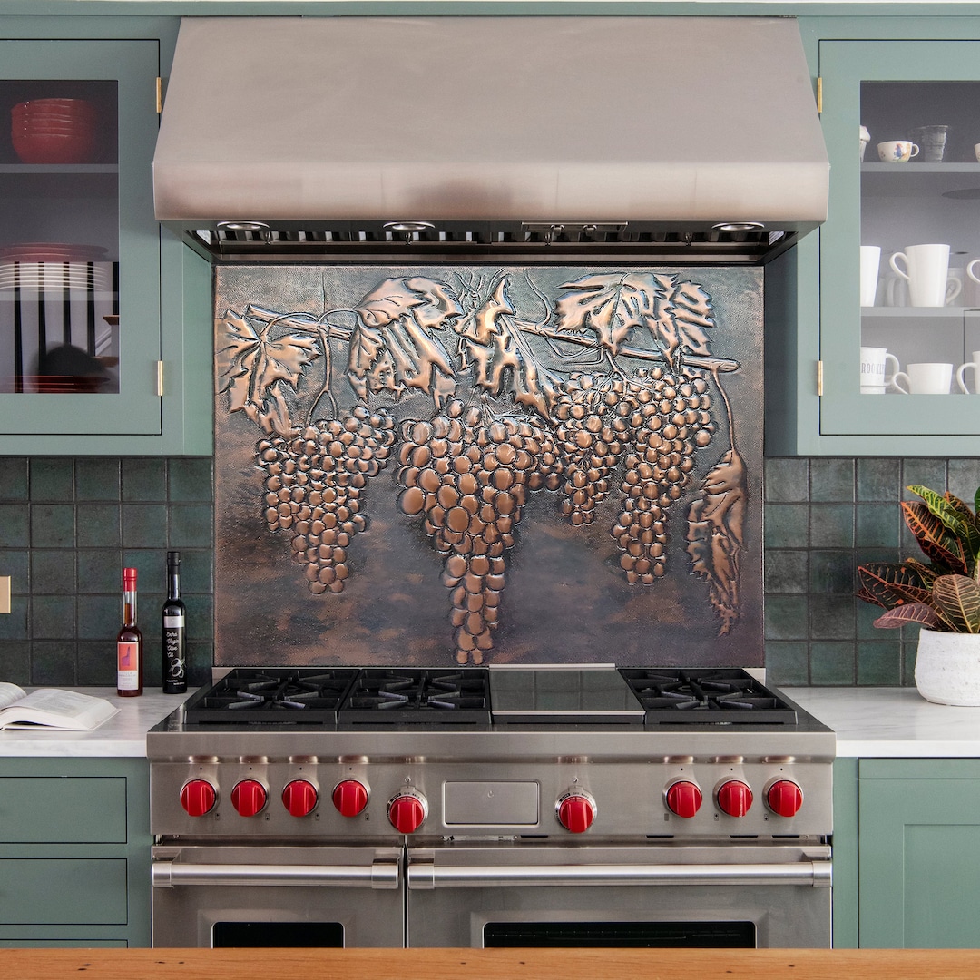 Grape Vine Wall Decor, Grapes Wall Art, Tuscan Kitchen Backsplash ...