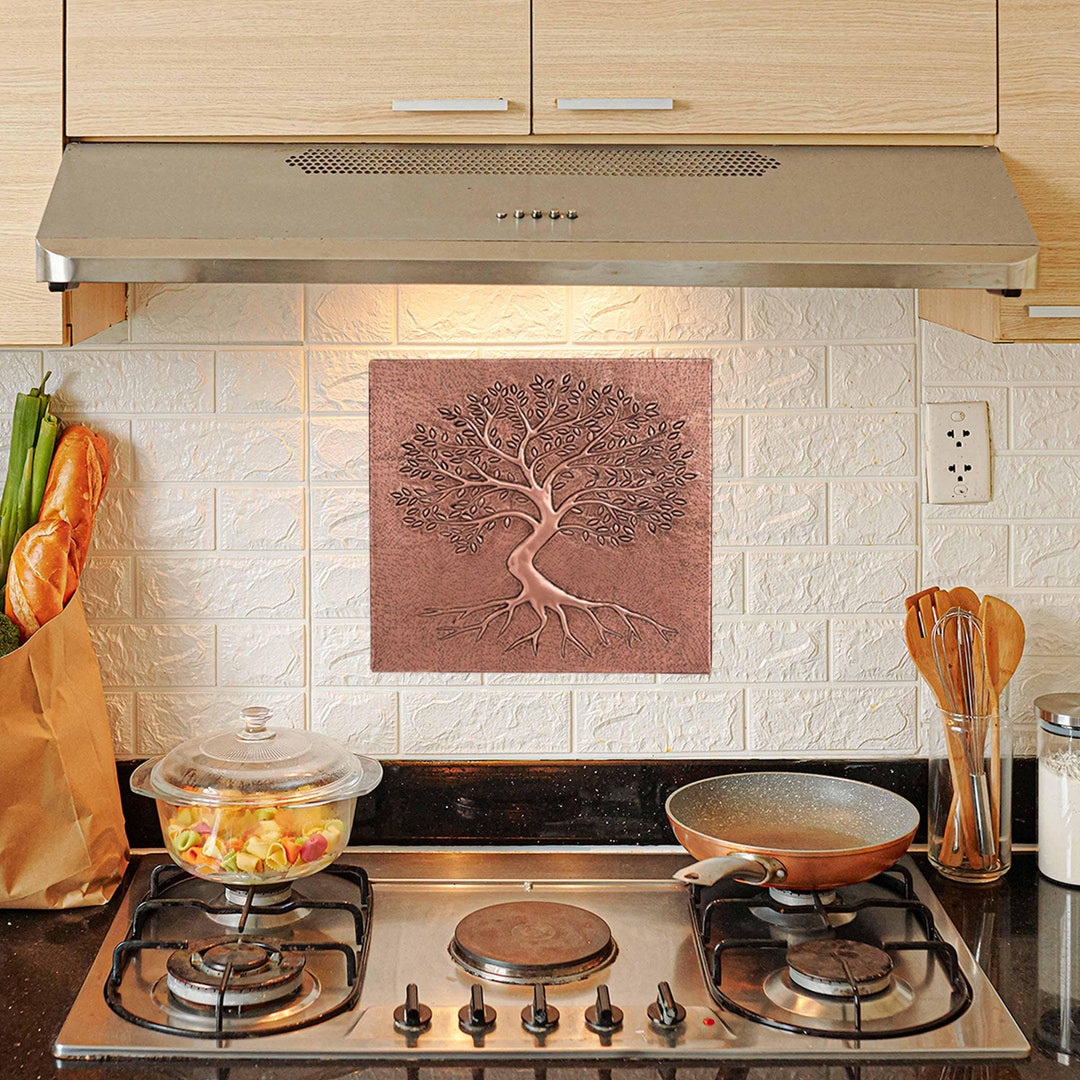 Copper Kitchen Backsplash 10.8x11.8, Tree of Life With Roots Copper ...