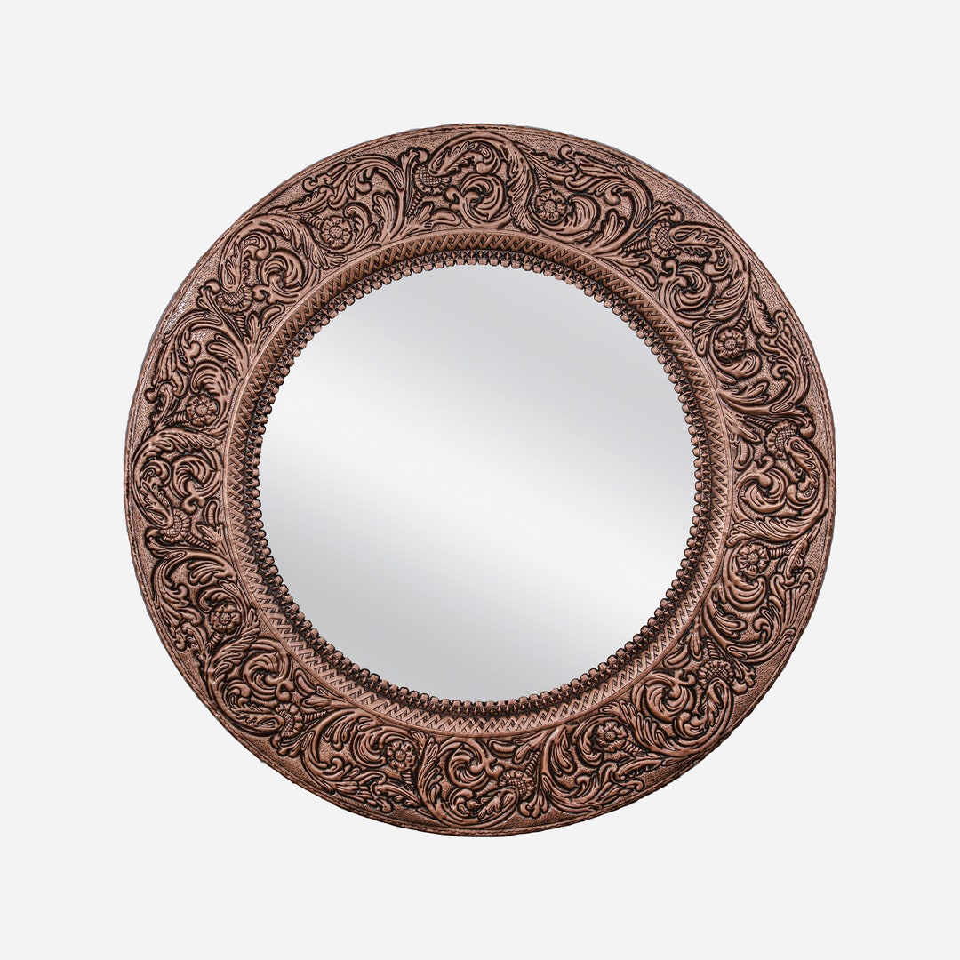 Round Copper Mirror, Custom Wall Mirror for Home, Bathroom Mirror ...