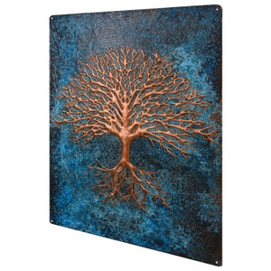 Blue Patina Copper Tree Wall Art: Hammered Metal Sculpture - Etsy