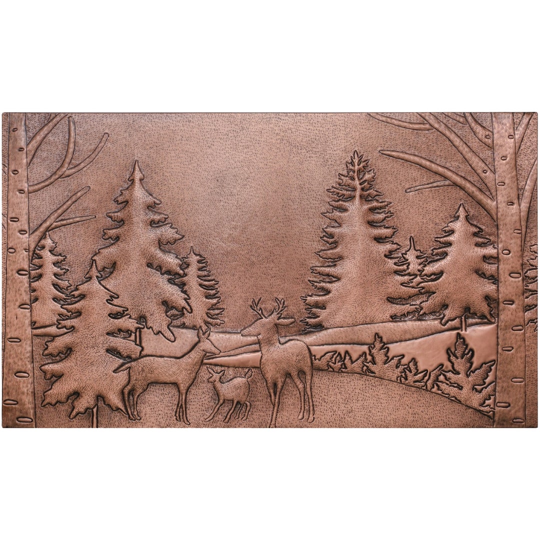 Handmade Copper Deer Family Metal Wall Art: Forest Scene Backsplash - Etsy
