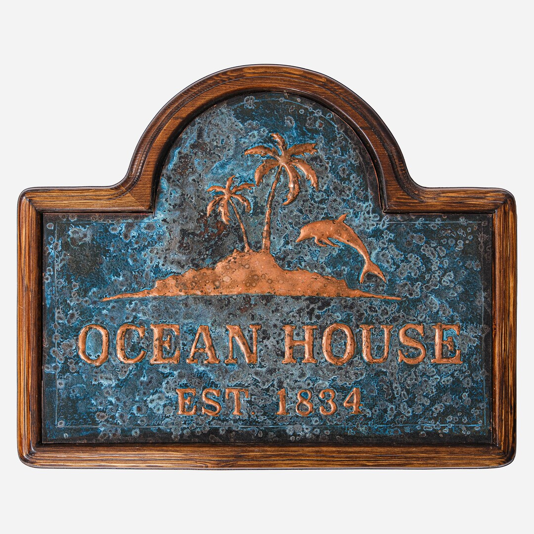 Copper House Sign, Ocean House Sign, House Decor for Wall, Custom Beach ...