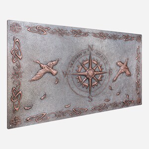 Copper Backsplash Panel (compass With GPS Coordinates, Pheasant Birds ...