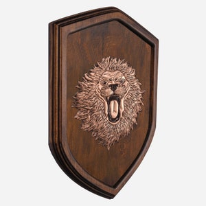 Copper Lion Crest Wall Decor Handcrafted Majestic Shield Wall Art ...