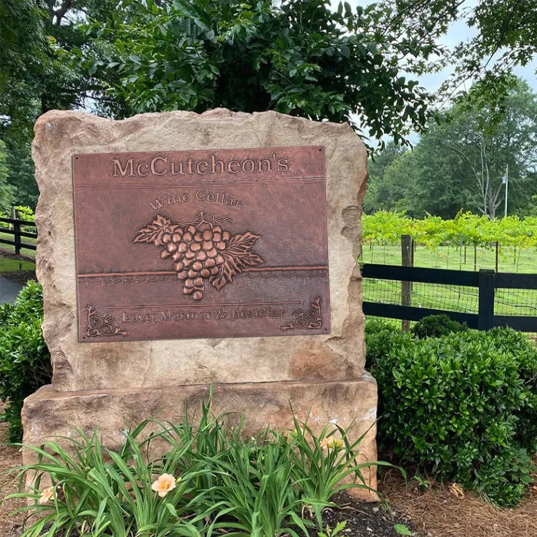 Wine Cellar Signage, Handmade Vineyard Signage, Grape Vine Copper ...