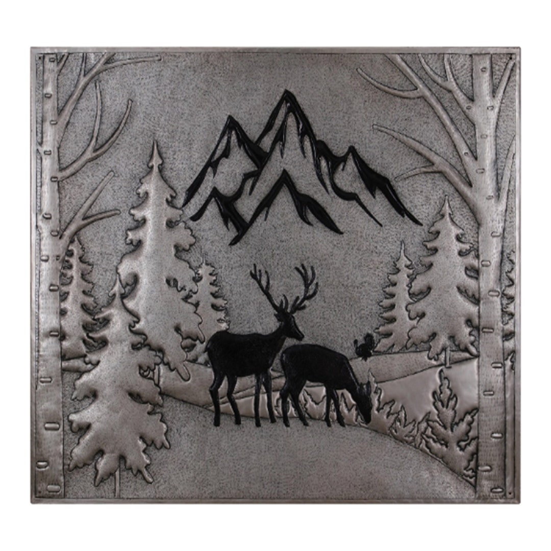 Wildlife Mountain and Deer Scenery, Metal Deer Family Art, Deers in the ...