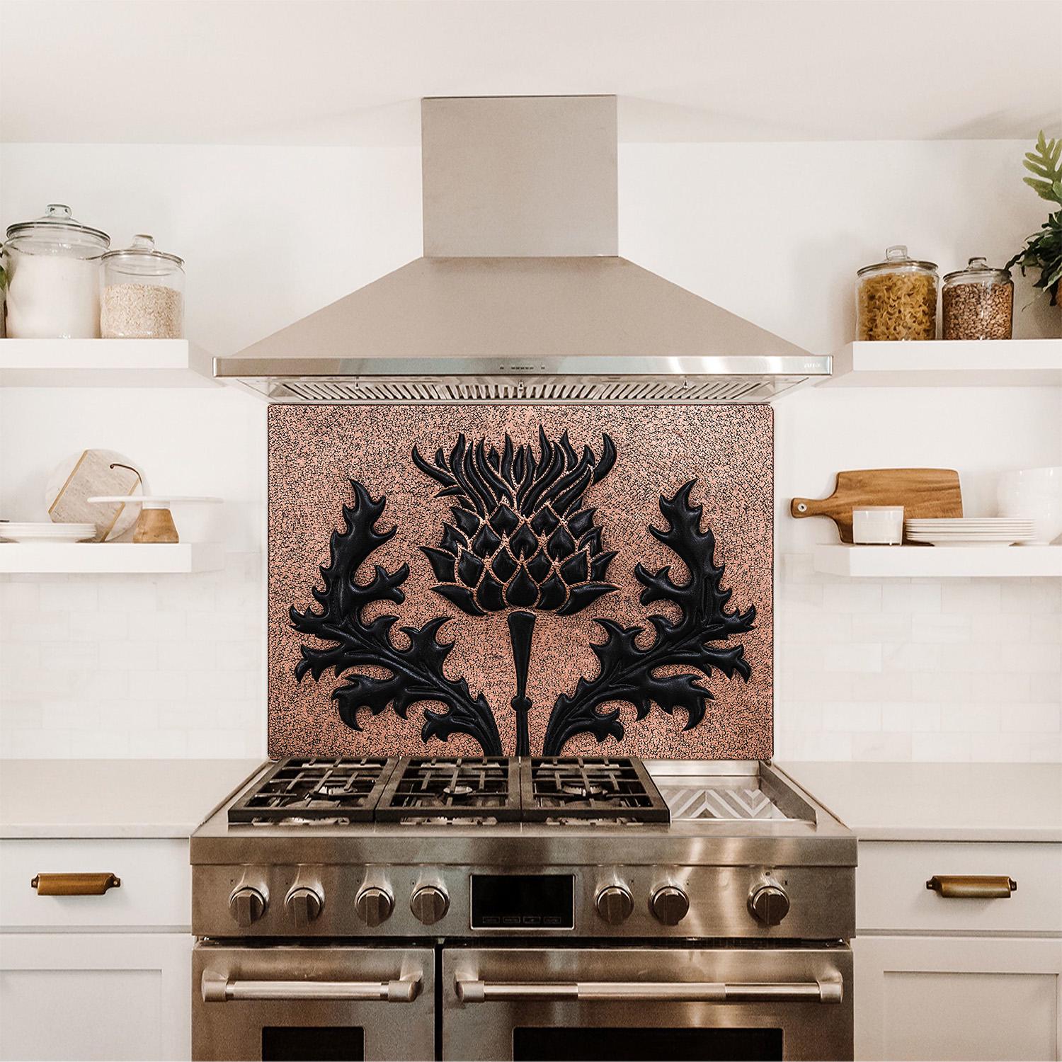 Handmade Copper Scottish Thistle Tile: Kitchen Backsplash Wall Art - Etsy