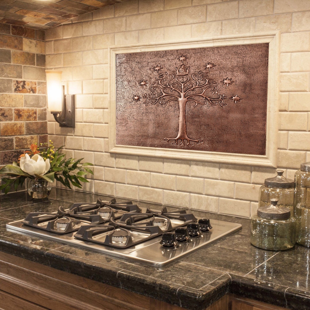 Tree of Gondor, Copper Wall Sign Hobbit Gift, Kitchen Backsplash Tile ...
