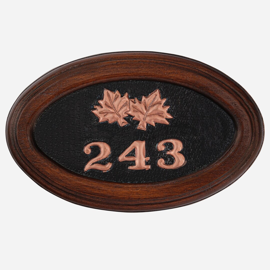 Copper Address Sign With Wood Frame, Metal Address Signage, Copper Sign ...