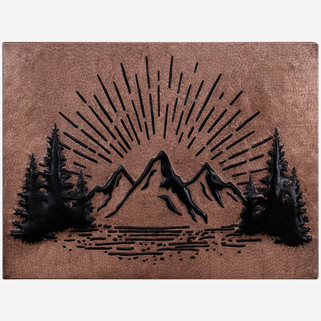 Kitchen Backsplash 30x40 Tile Rising Sun Behind Mountains Copper&black ...