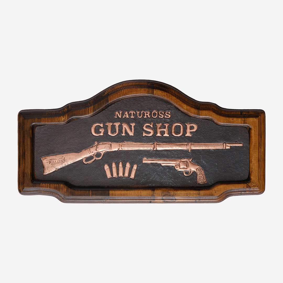Copper Gun Shop Sign, Custom Gunsmith Sign, Gun Store Decor for Wall ...