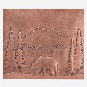 Copper Bear Scene Kitchen Backsplash 30.9"x36.5", Bear and Mountains ...