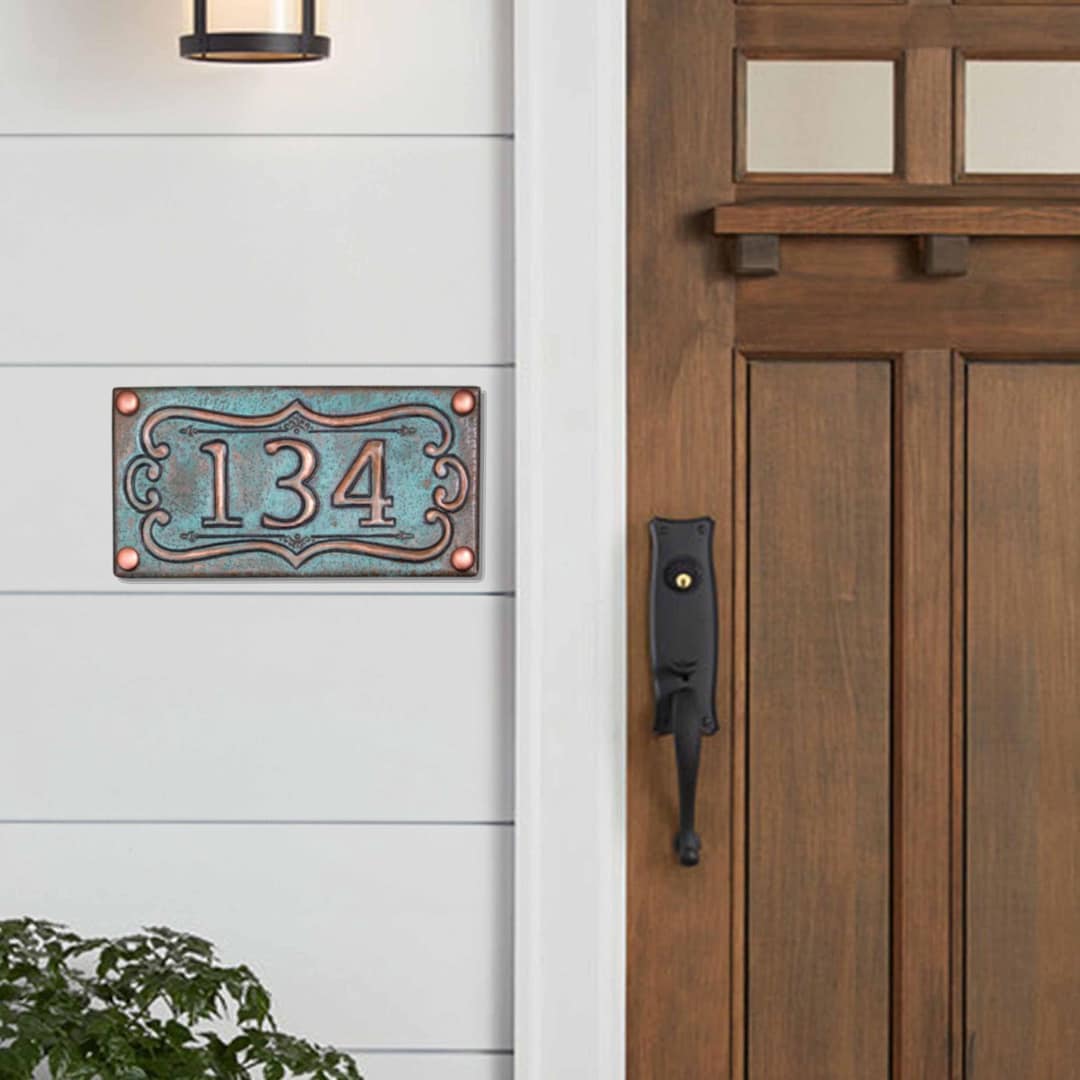 House Number Plaque Sign, Personalized Front Door Number Sign, Copper ...