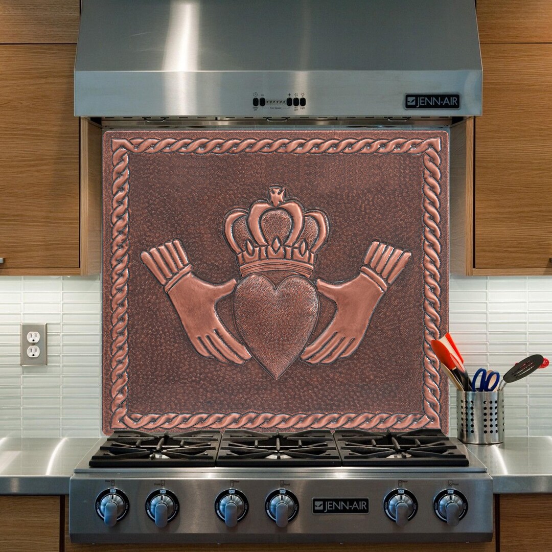 Claddagh Irish Wall Art With Celtic Knots, Backsplash Copper Tile ...