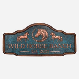 Ranch Sign, Custom Horse Ranch Sign, Wood and Copper Sign, Outdoor ...